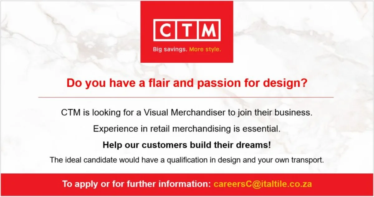 CTM Vacancies: Cashier And Store Assistant Jobs Open Now