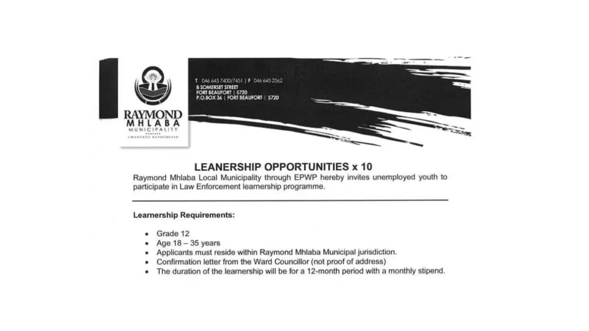 EPWP Law Enforcement Learnership 2025 Now Open